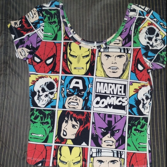 Marvel | Tops | Marvel Brand Size Small Comic Print Crop Top Overlay ...